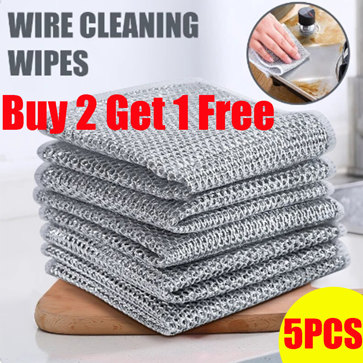 5x Multipurpose Wire Dishwashing Rags for Wet and Dry, Wire Dishwashing ...