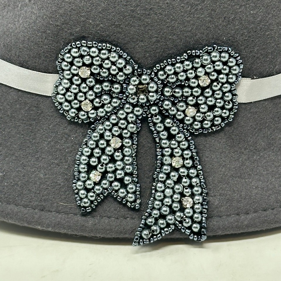 Pins and Needles Felted Wool Beaded Bow Hat | eBay
