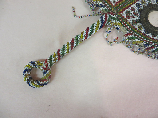 Old Hand Glass Beaded Round Fan from Udaipur India Needs TLC | eBay