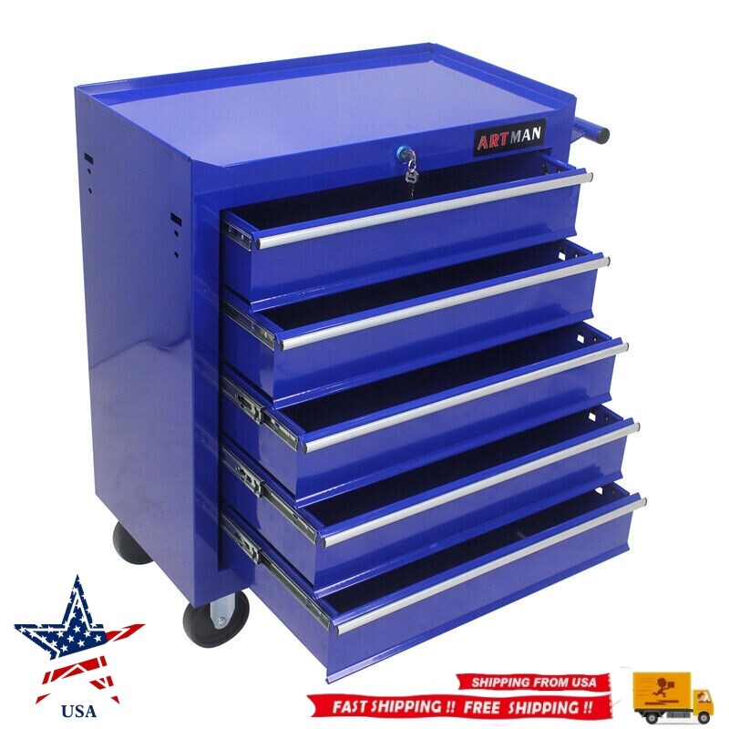 5 Drawers Rolling Tool Box Cart Tool Chest Tool Storage Cabinet with ...