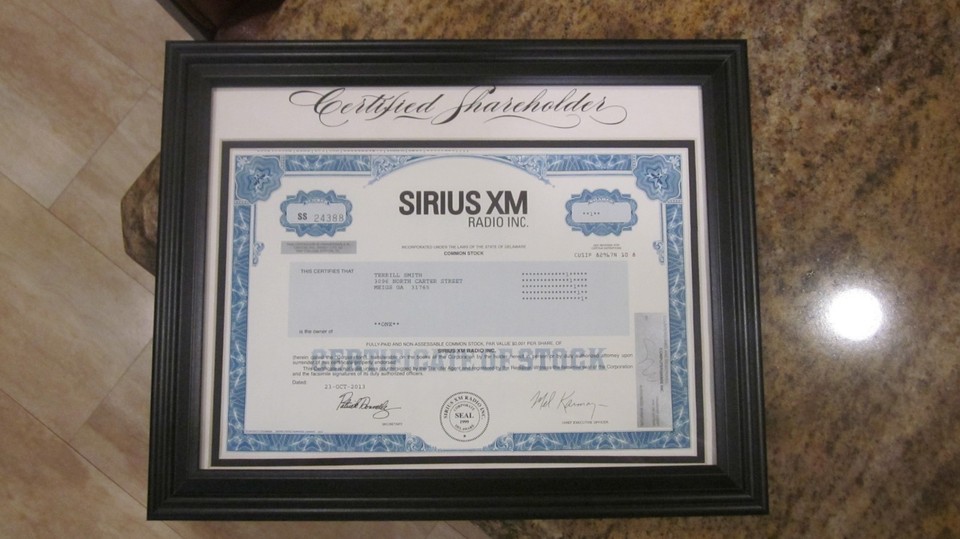 HOWARD STERN SIRIUS XM STOCK CERTIFICATE FRAMED 11x14 | eBay