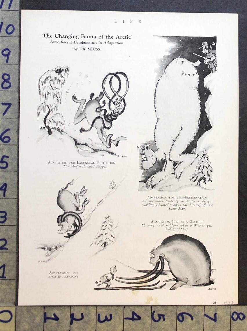 1933 DR SEUSS THEODOR GEISEL ADAPTATION CHANGE ARCTIC FAUNA CARTOON ART ...