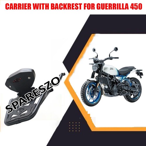 "REAR CARRIER WITH BACKREST, BLACK" FIT FOR ROYAL ENFIELD GUERRILLA 450 ...