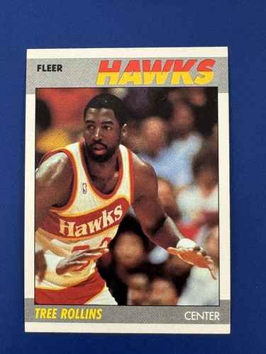 1987 Fleer Basketball Card Tree Rollins Card #94 Atlanta Hawks Clemson ...
