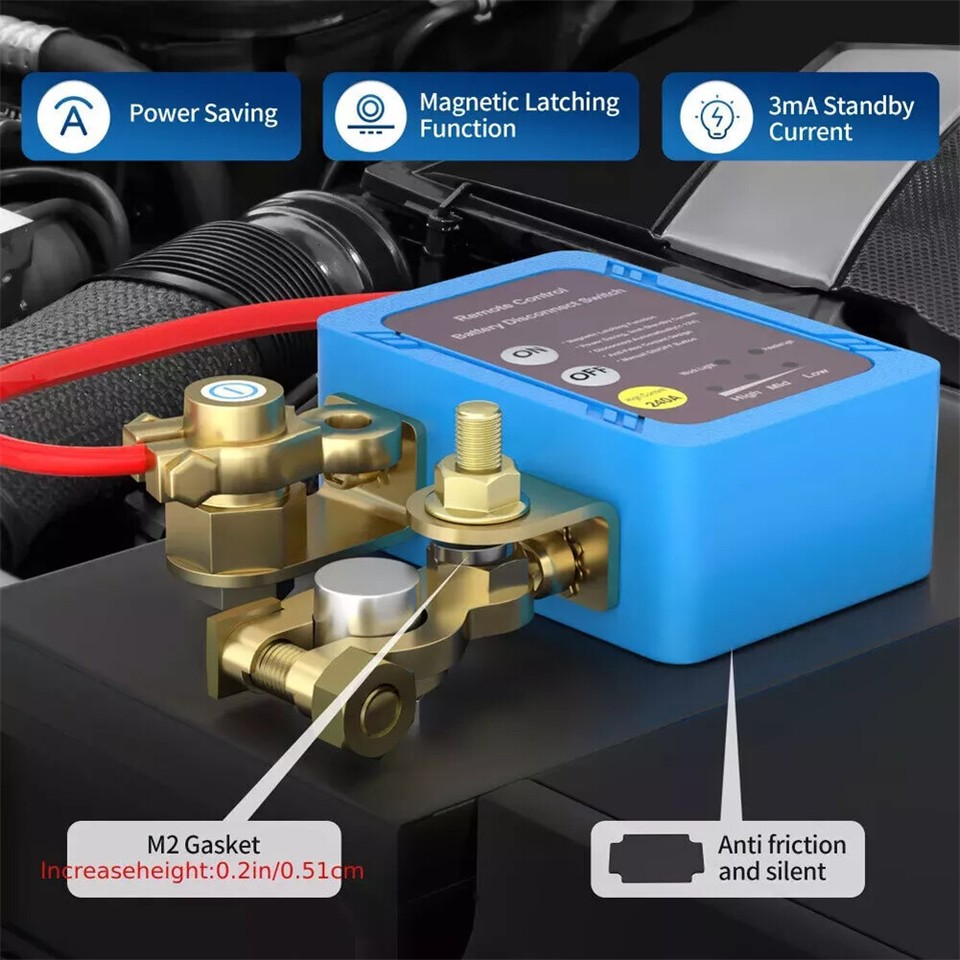 Wireless Dual Remote 12V Car Battery Disconnect Relay Master Kill Cut ...