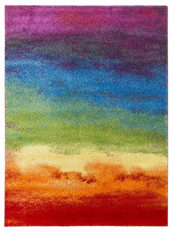 Funky Bright Rainbow Rugs Modern Multi Coloured Thick Runner Large Rug ...