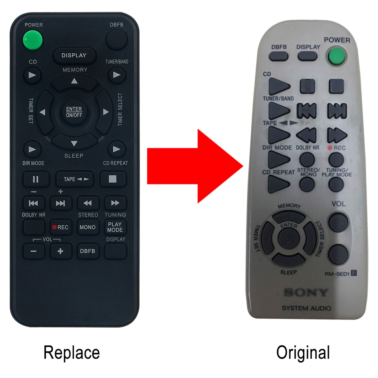 RM-SED1 Replace Remote for Sony Compact Component Stereo System CMT ...