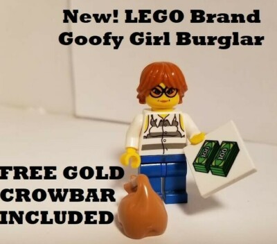 LEGO Money Tile with Sack & Figure Movie Thief Goggles Goofy Girl Show ...