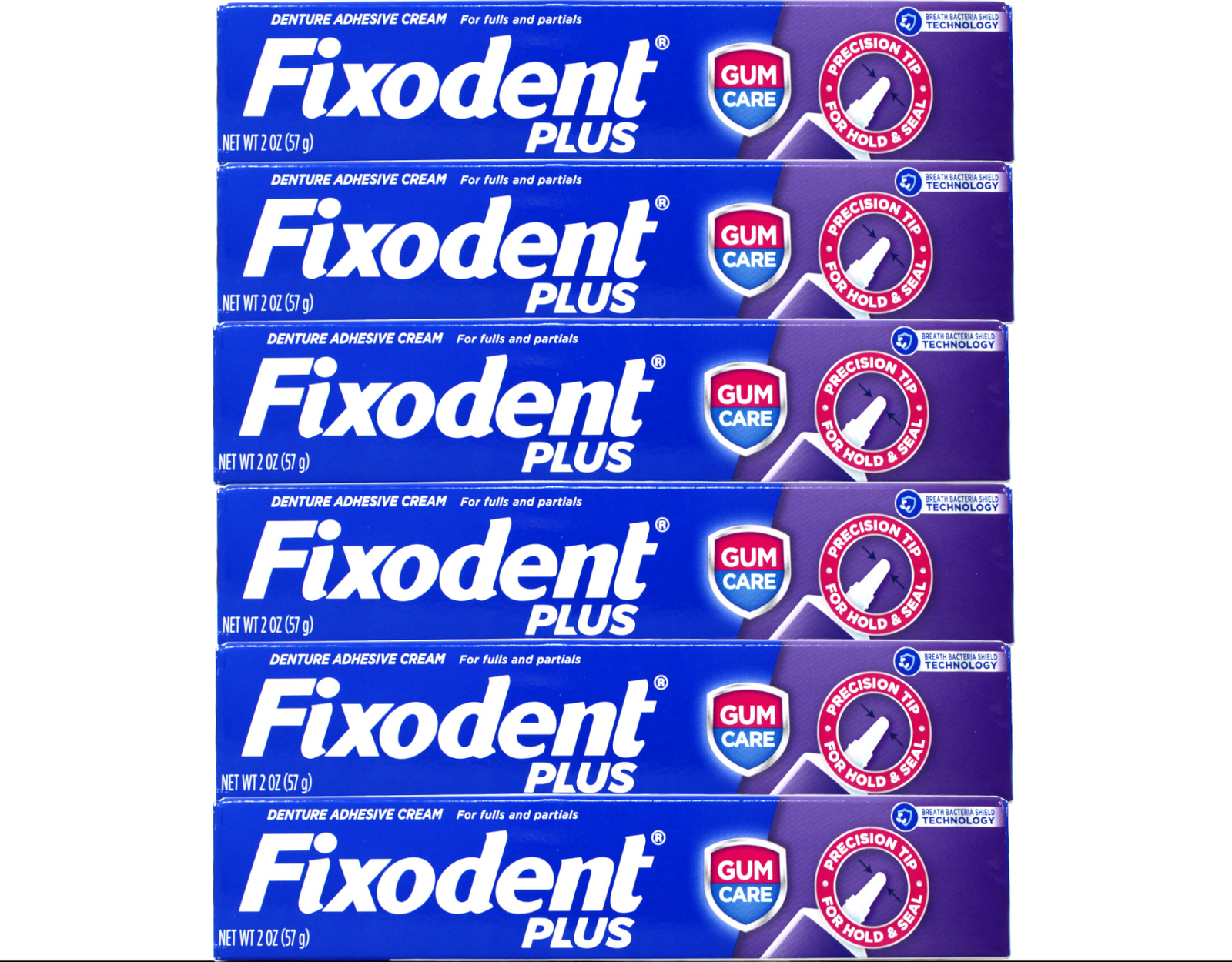 6 Pack of Fixodent Plus Gum Care Adhesive Cream 2 Oz | eBay
