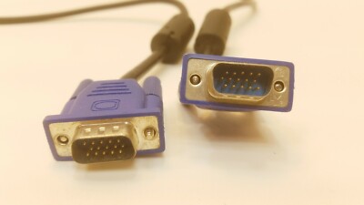 15 PIN VGA Male Ends W Screws Cable Blue For PC Monitor Or TV 6' With ...