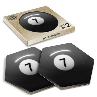 2 x Hexagon Coasters - BW - 7 Seven Pool Snooker Ball #38360 | eBay UK