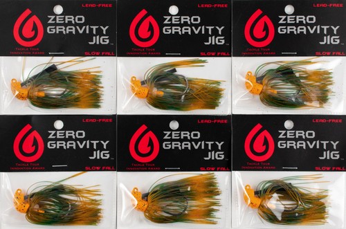 (LOT OF 6) CATCH OUTDOORS ZERO GRAVITY JIG 4/0 LEAD FREE ZGJ-CAMO CRAW ...