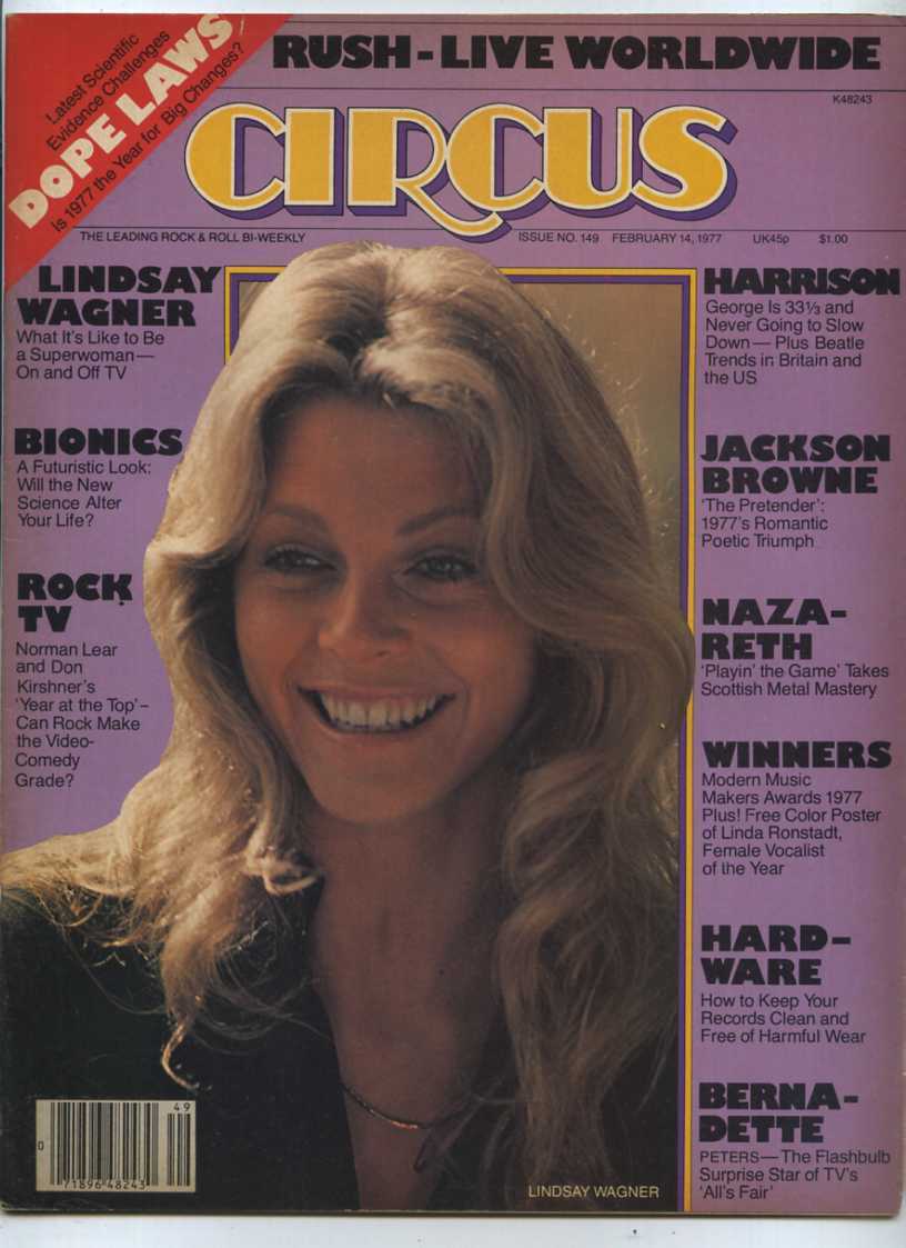 Circus February 14 1977 Lindsay Wagner Bionic Woman Rush Nazareth MBX55 ...