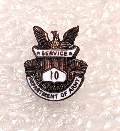 Department of the Army Enamel Service Pin 10 year US Army United States ...