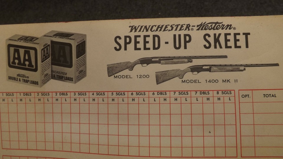 10 Vtg Winchester AA Speed-Up Skeet Score Sheets 1200,1400 MK II Shot ...