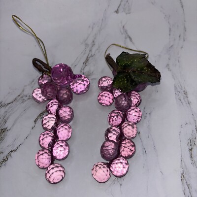 2 Vintage Grape Clusters Multicolor Lucite Acrylic Faceted Purple With ...