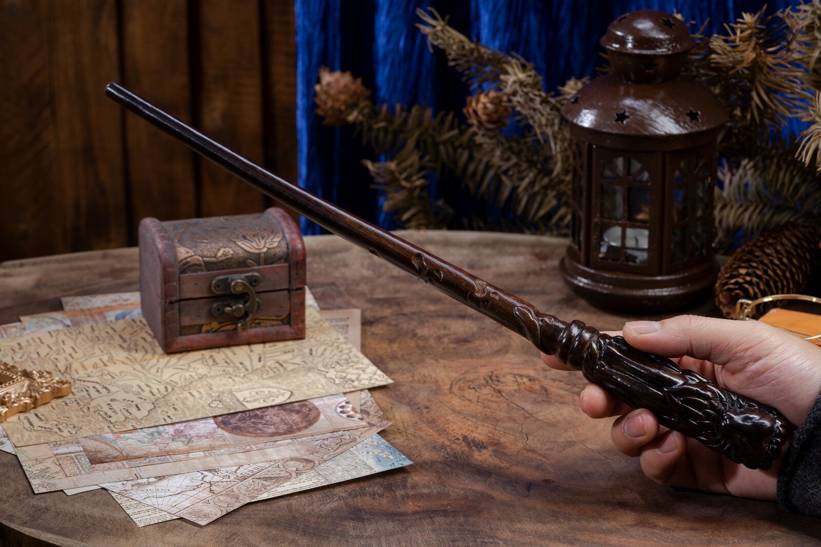 Handicraftviet Hand Carved Wooden Magic Wand Lion Magic Wand Real Wood ...