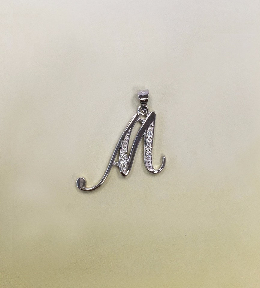 925 Sterling Silver Script Initials with CZ (Choose Initial) | eBay