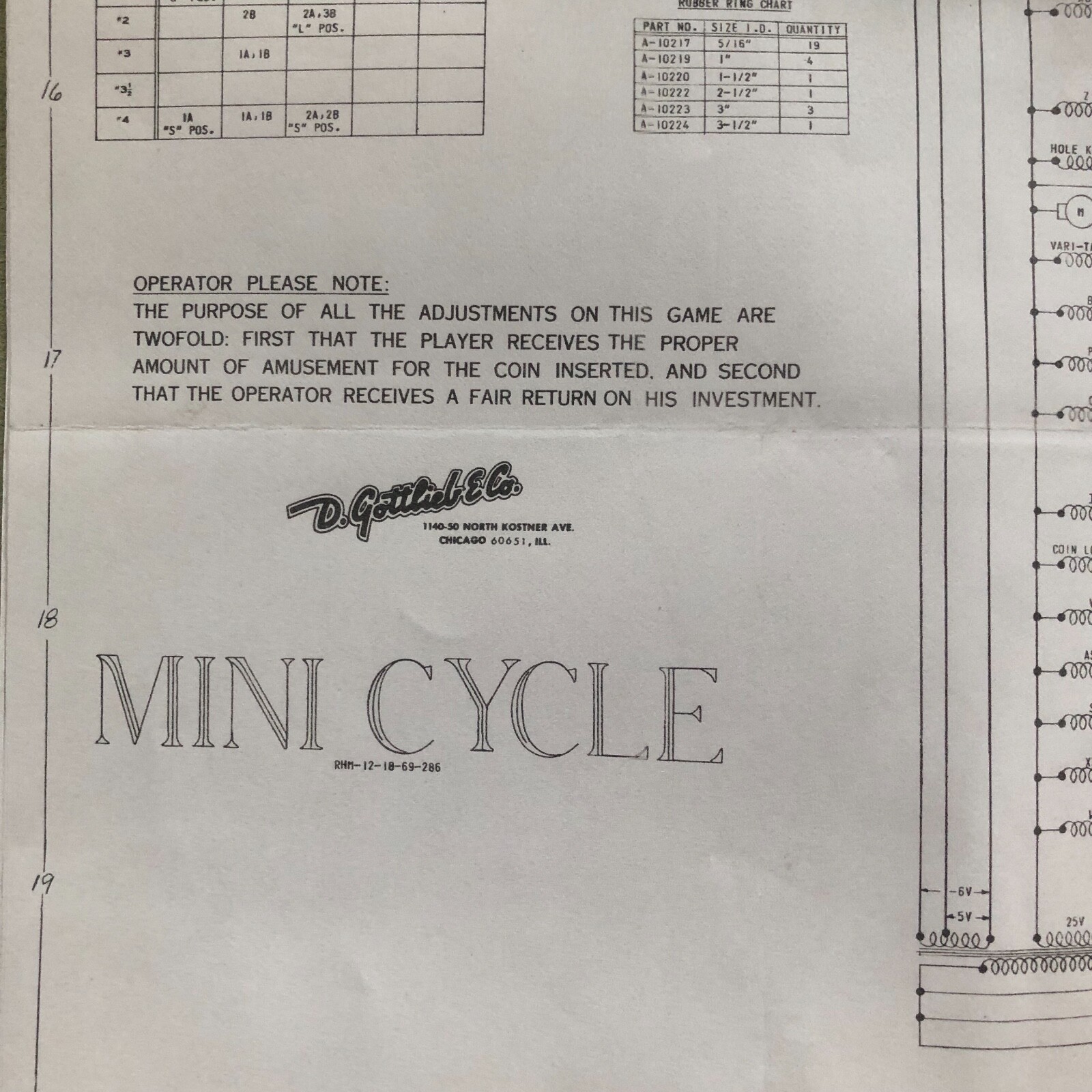 Gottlieb Mini Cycle Pinball Machine Schematic | eBay