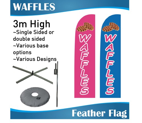 3m Outdoor WAFFLES Flag Banner Feather Flags Various Base Options ...