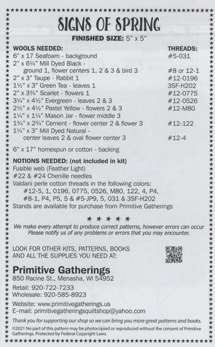 Primitive Gatherings Signs of Spring Lisa Bongean Wool Embroidery ...