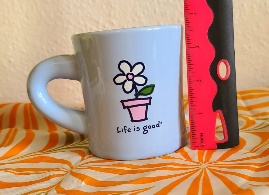 Life Is Good Blue White Pink Daisy Flower Pot Coffee Mug/Cup Do What ...