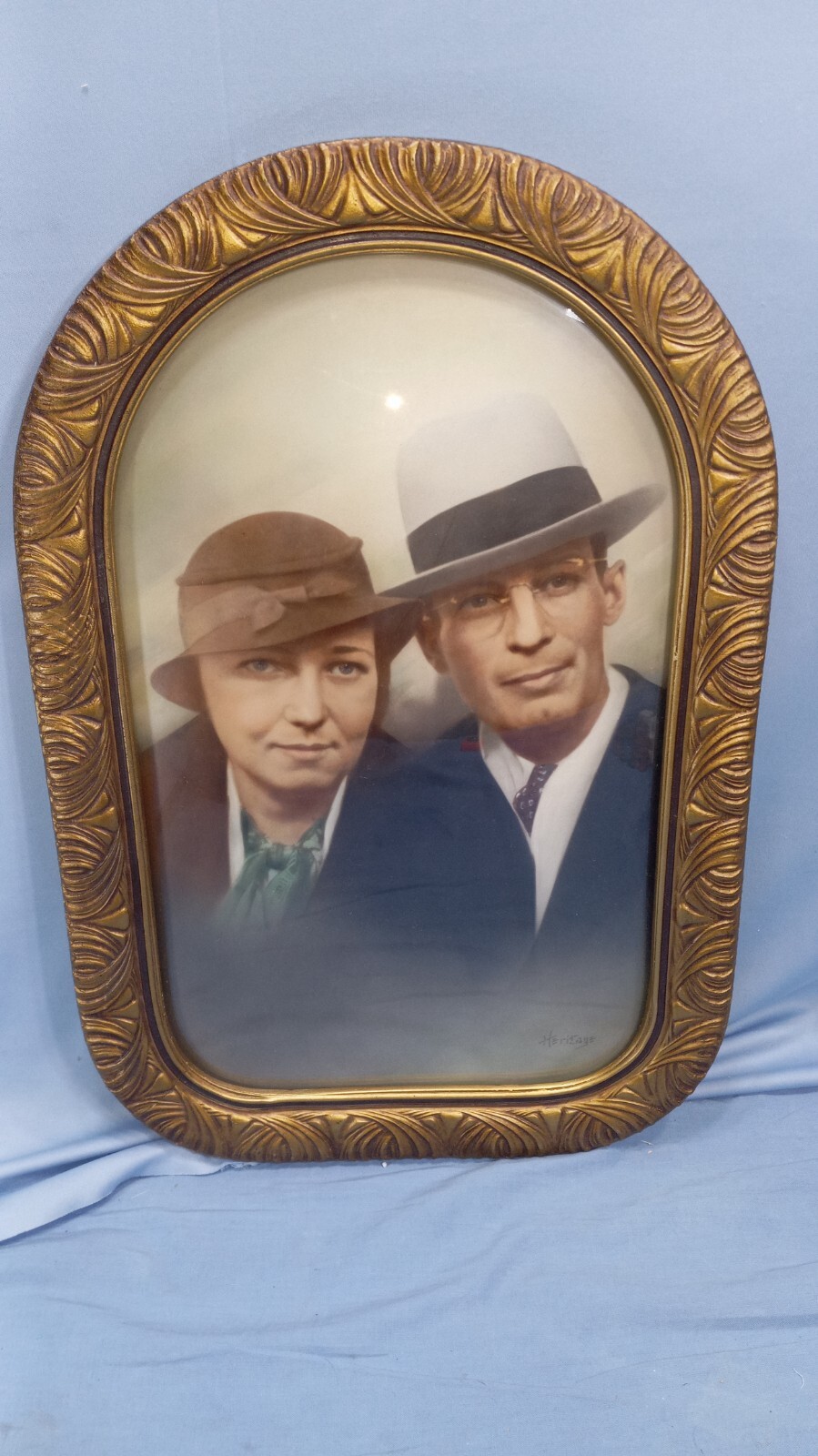 Vintage 1938 CONVEX GLASS Tombstone Painted Heritage Gesso Frame ...