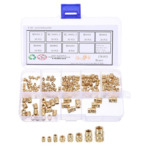 178pcs M2 M2.5 M3 M4 M5 Metric Threaded Inserts with Heat Set Insert ...