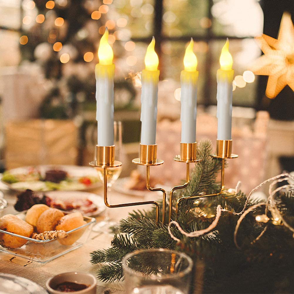 6Pcs LED Taper Candles with Remote Control Battery Operated Flameless ...