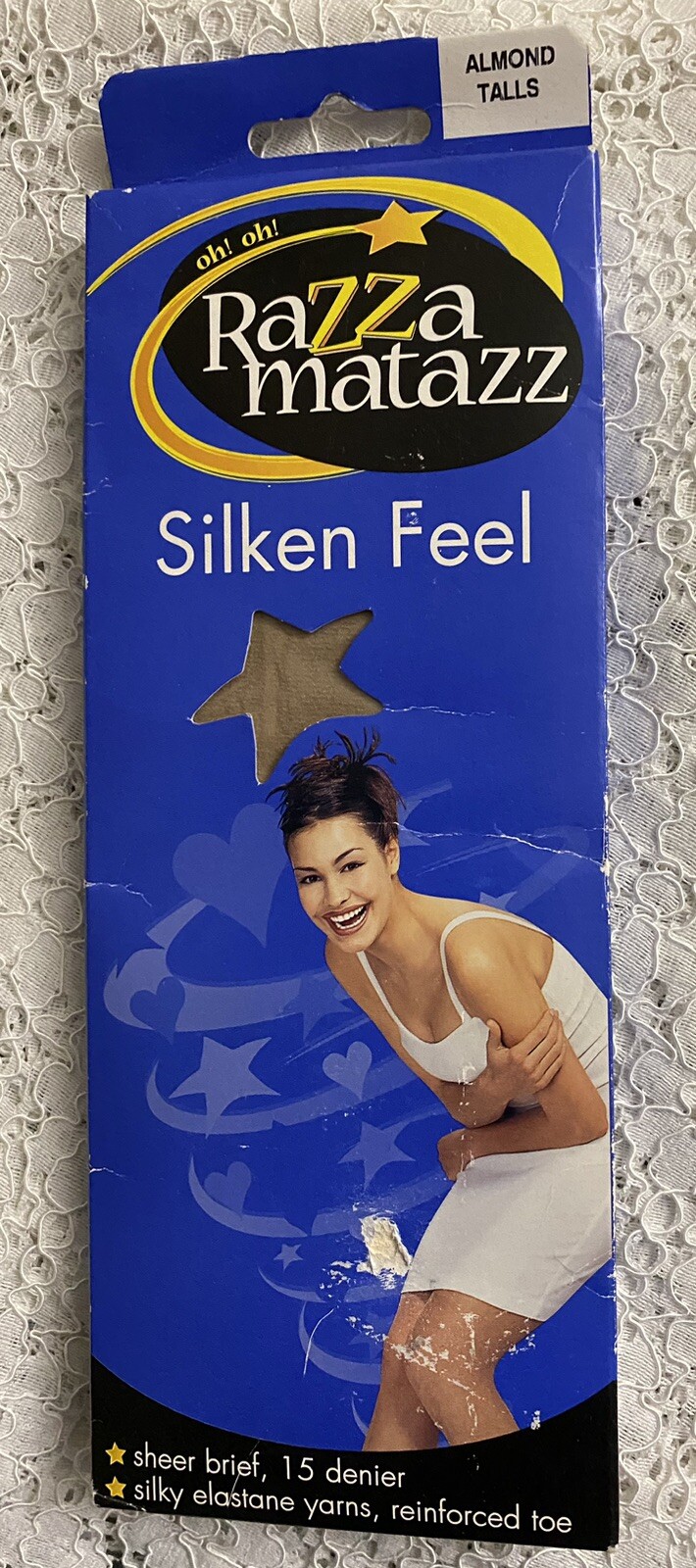 Razza Matazz 2 PAIRS Tall-Black Control Pantyhose & Almond Silken Sheer ...