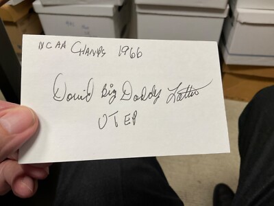David Big Daddy Lattin, Texas Western 1966 NCAA BBall Champs, Signed ...