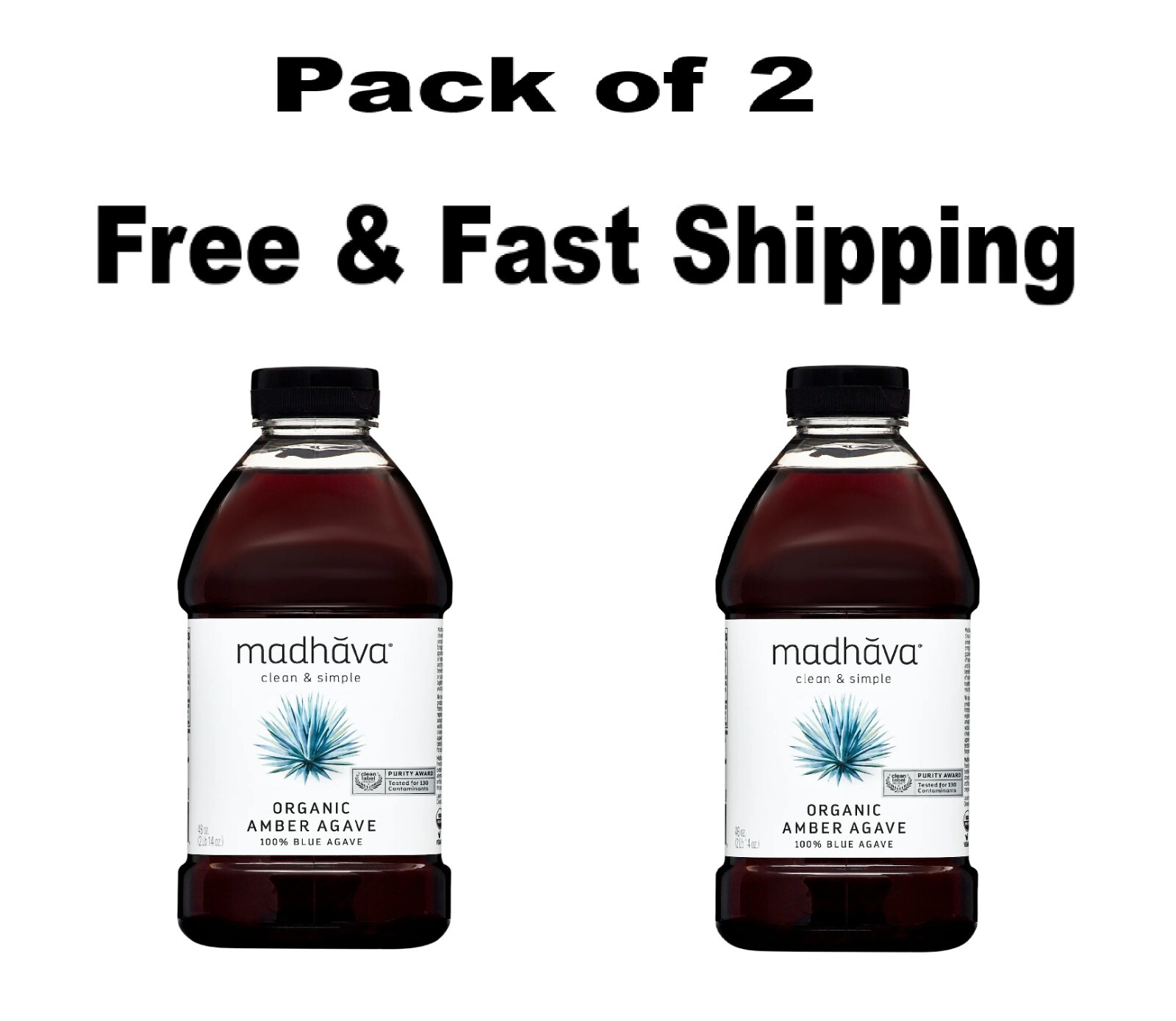 Madhava Organic Amber Agave, 100% Blue Agave Sweetener Sugar Substitute ...