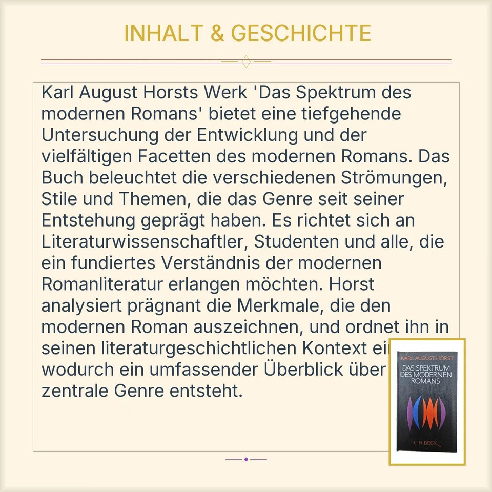 C.H. Beck Livre Roman Moderne Karl August Horst | eBay