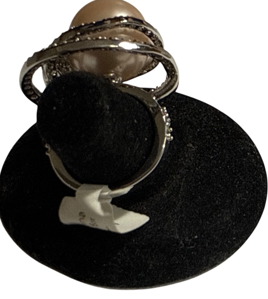 Park Lane Pearl and rhinestone open statement ring with bow motif Size ...