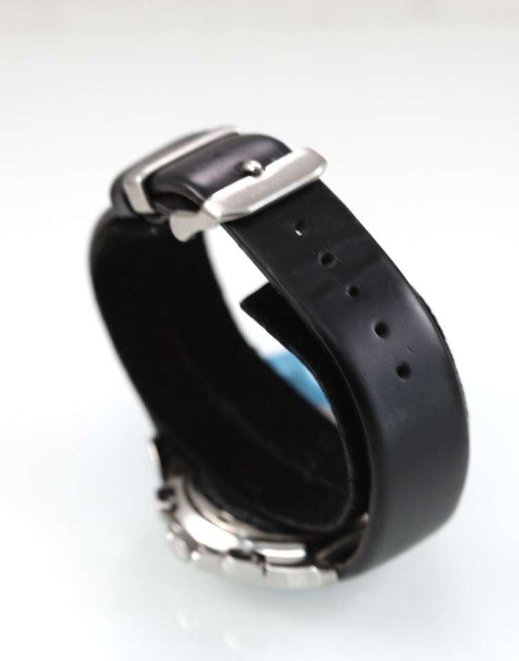 Kenneth Cole Men Watch Silver Stainless St 50m Black Leather Chron Date ...