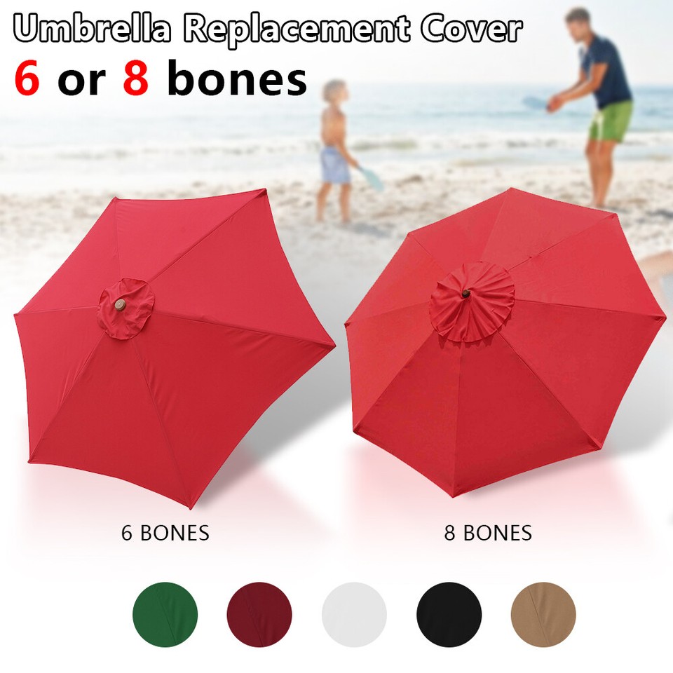 10 FT 6 Rib Patio Umbrella Canopy Replacement Top Cover Market Table ...