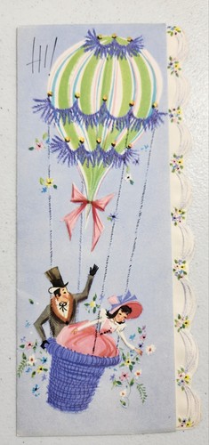 Vintage Weather Balloon Gentleman and A Lady Flowers Card | eBay