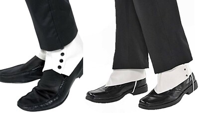 Great Gatsby Roaring 20s Gangster Spats Shoe Covers With Silver Buttons ...