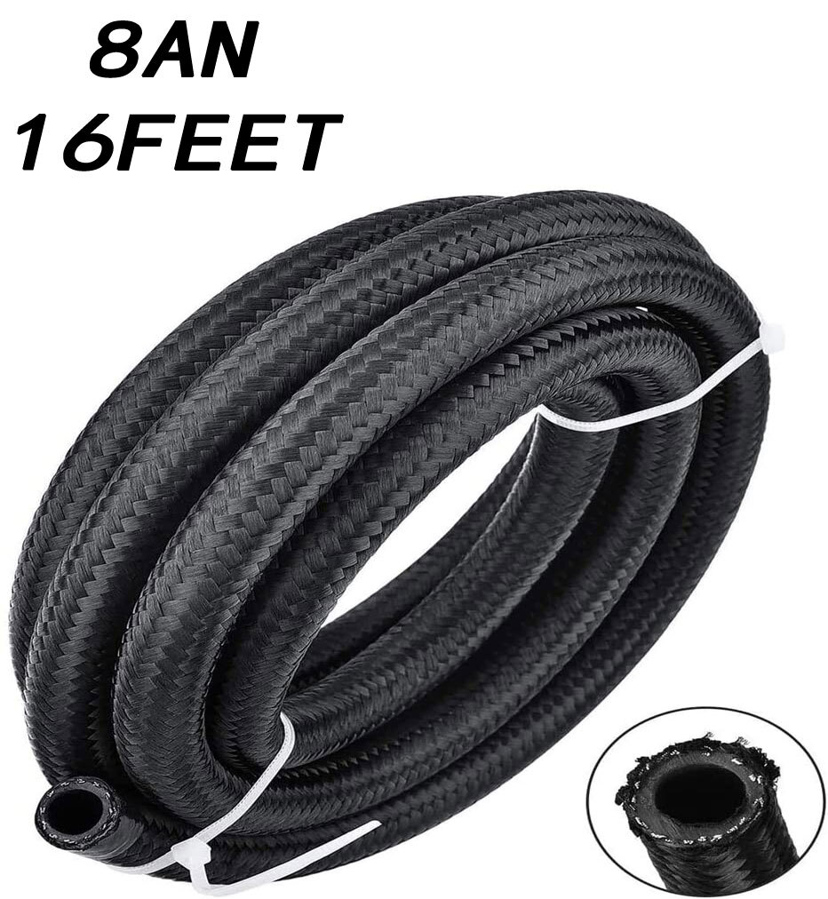 8AN 16FT 1/2 ID Fuel Line Hose CPE Oil Gas Stainless Steel Braided Fuel ...