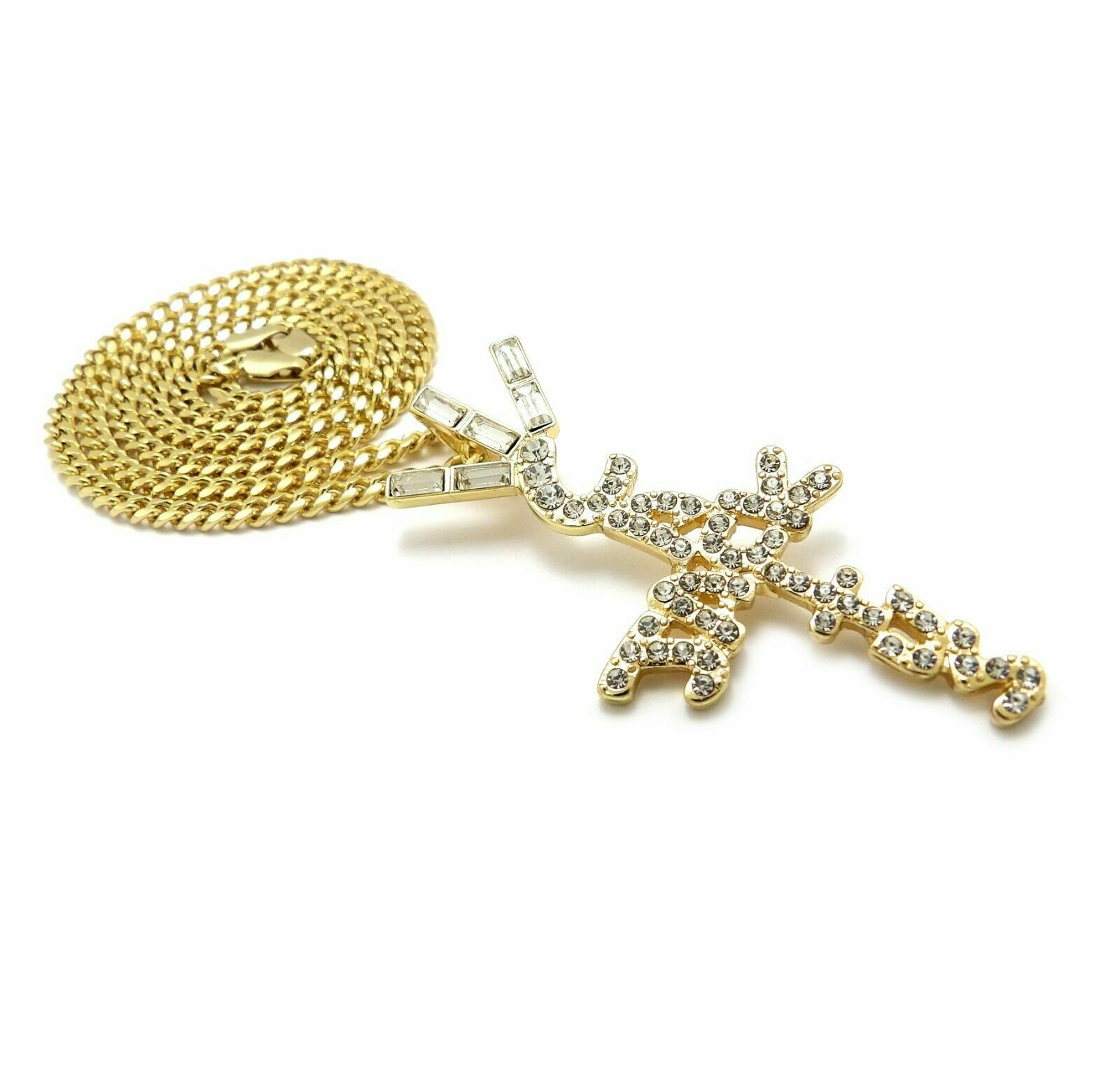 Hip Hop Travis Scott Cactus Jack Cross Pendant 24" Cuban Box Rope Chain ...