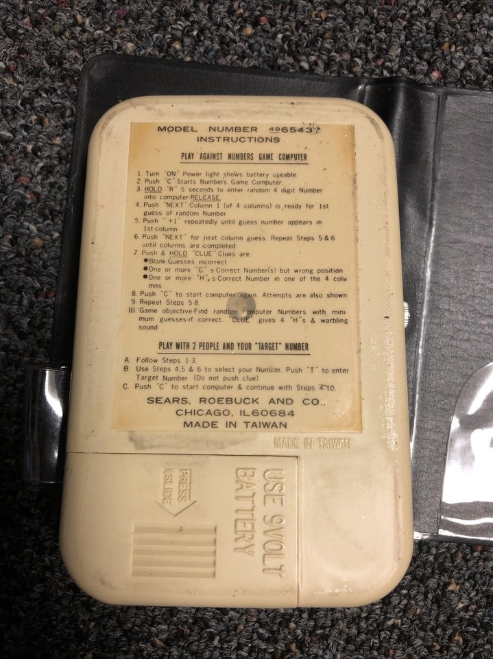 Vintage Sears Electronic Numbers Handheld Game, Brain Teaser, With Case ...