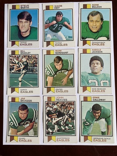 1973 Philadelphia Eagles Topps NFL football trading cards - Topps- 13 ...