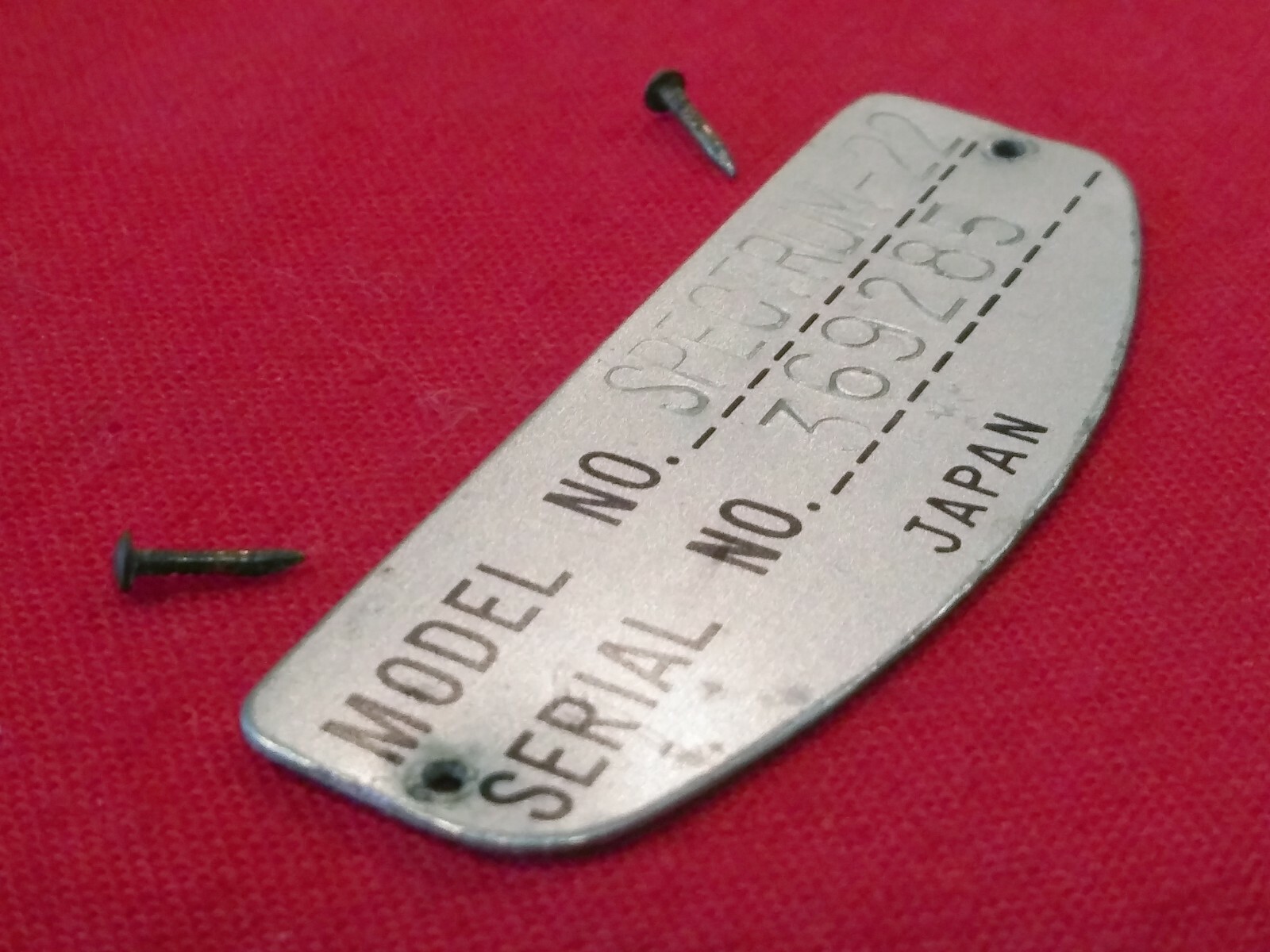 Vintage Teisco SPECTRUM 22 Guitar Serial Number Badge Plate Japan | eBay