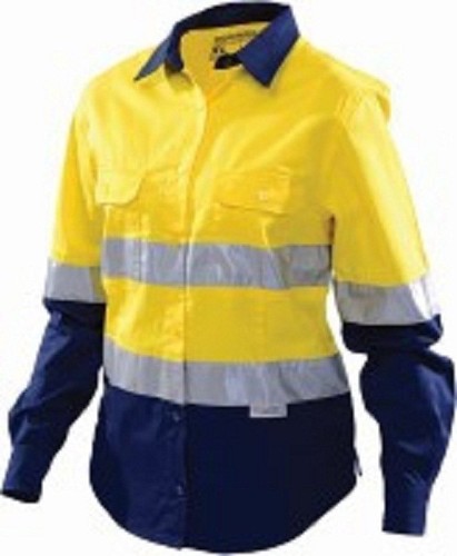 Workhorse WOMEN'S HI-VIS VENTED SHIRT WSH028 Yellow/Navy- Size 6, 8 Or ...