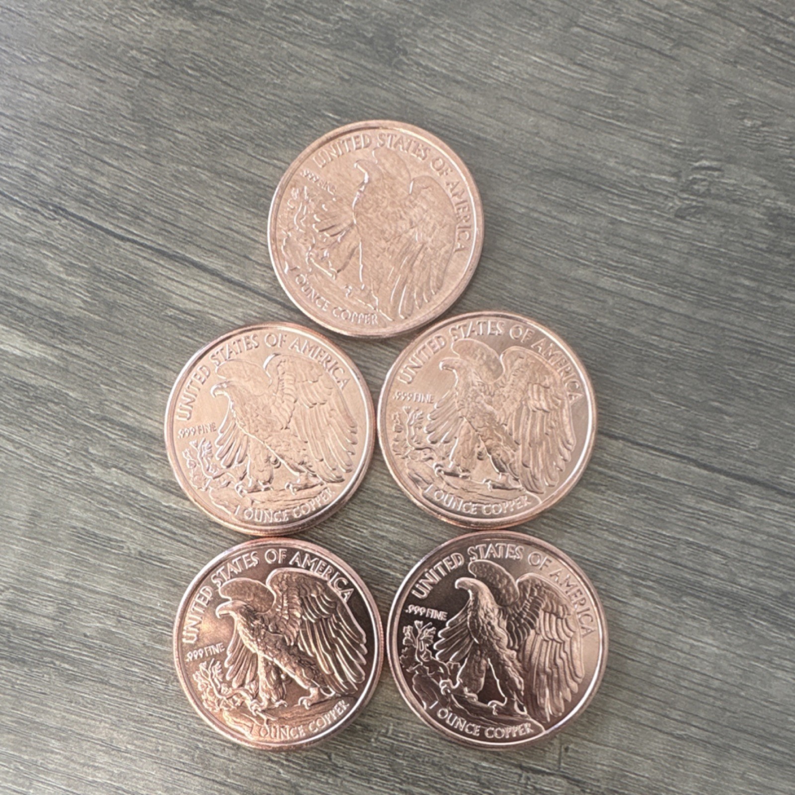 “5 oz Walking Liberty Copper Rounds Lot – 1 Troy Oz Each – Free ...