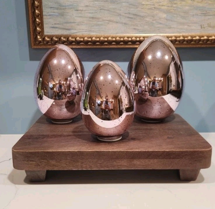 Set Of 3 Pink Illuminated Mercury Glass Eggs By Valerie Parr Hill ...
