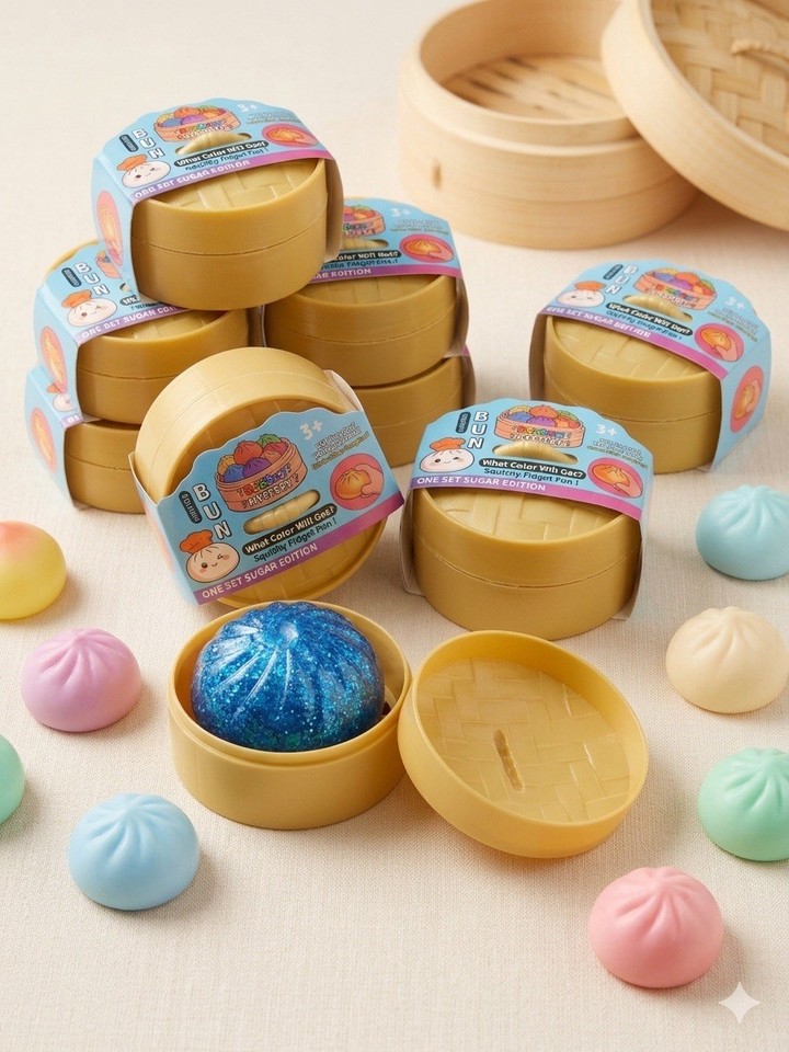 Squishy Dumpling Fidget Toy Rainbow Mystery Bun Glitter Sugar Edition ...