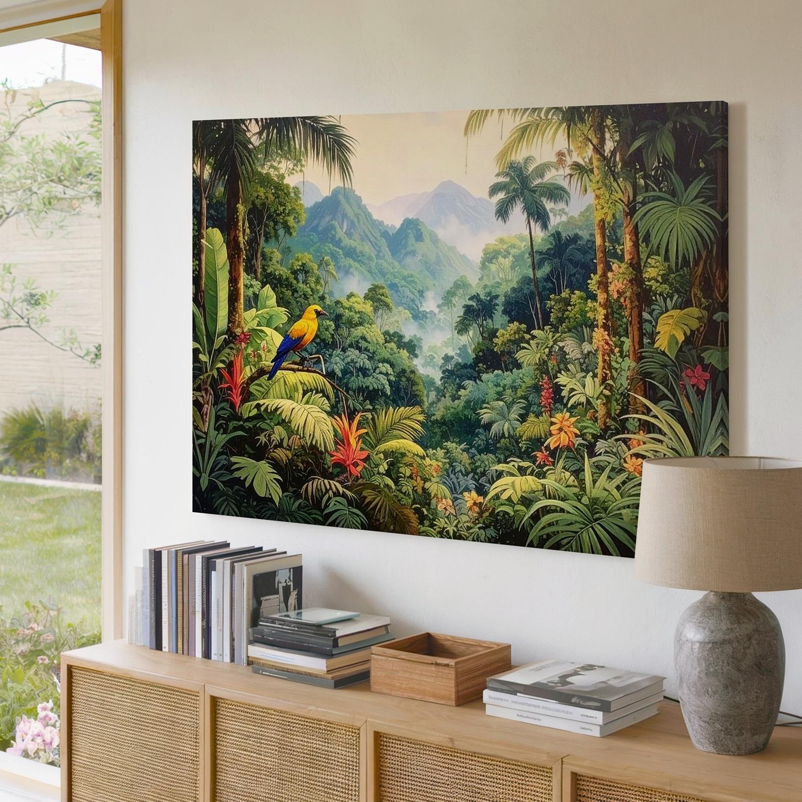 Tropical Jungle Canvas Vibrant Rainforest Art With Exotic Foliage ...