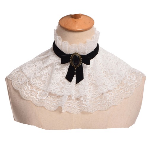 Retro Victorian White Bowknot Ribbon Detachable Collar Opera Collar ...