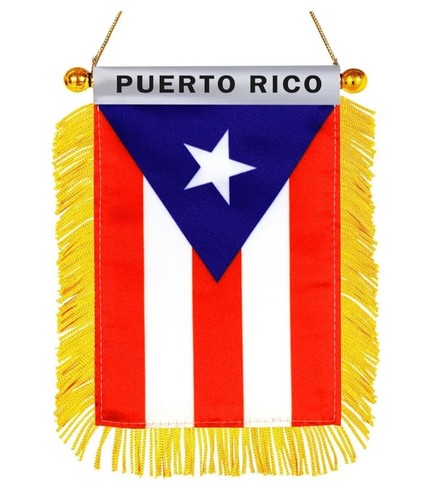 PUERTO RICO MINI BANNER FLAG GREAT FOR CAR & HOME WINDOW MIRROR HANGING ...